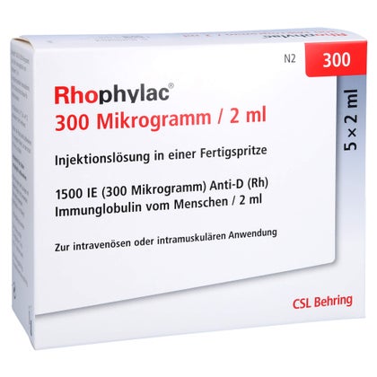 RHOPHYLAC 300 µg/2 ml Injektionslsg.in Fertigspr. 5X2 ml mit E-Rezept ...