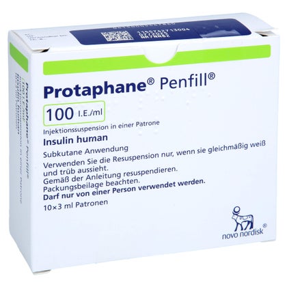 PROTAPHANE Penfill 100 I.E./ml Inj.-Susp. Patrone 10X3 ml mit E-Rezept ...
