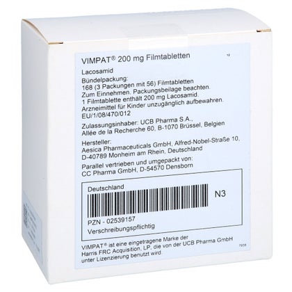 Vimpat 200 mg Filmtabletten 168 St mit E-Rezept kaufen | DocMorris