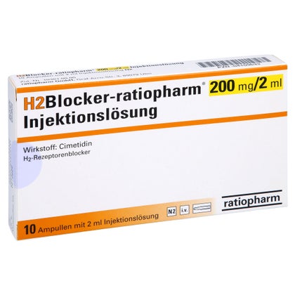 H2 BLOCKER-ratiopharm 200 mg/2 ml Injekt.-Lsg.Amp. 10X2 ml mit E-Rezept ...