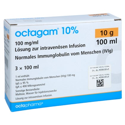 OCTAGAM 10% 3x10 g IgG Lösung z.intravenös.Infus. 3X100 ml mit E-Rezept ...