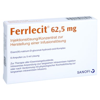 Ferrlecit 62,5 mg Inj.Lsg.bzw.Konz.Her.I 6X5 ml mit E-Rezept kaufen ...