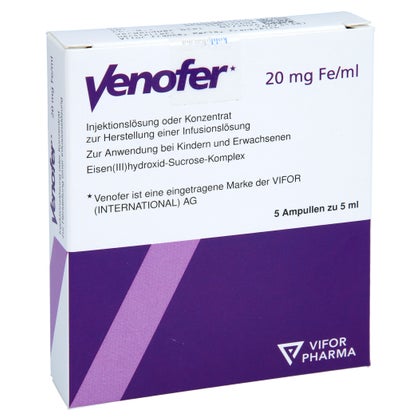 VENOFER 20 mg Fe/ml Injektionslösung Ampullen 5X5 ml mit E-Rezept ...