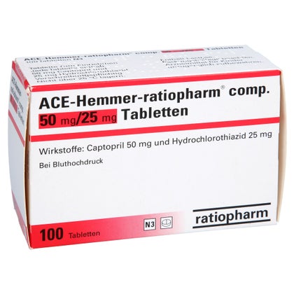ACE HEMMER-ratiopharm comp. 50 mg/25 mg Tabletten 100 St mit E-Rezept kaufen | DocMorris