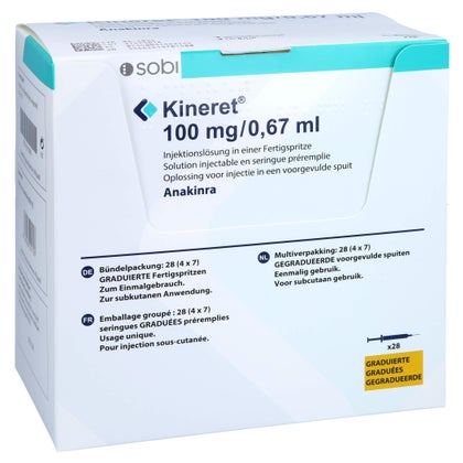 KINERET 100mg/0,67ml Inj.-Lsg.graduiert.Fertigspr. 28 St mit E-Rezept ...