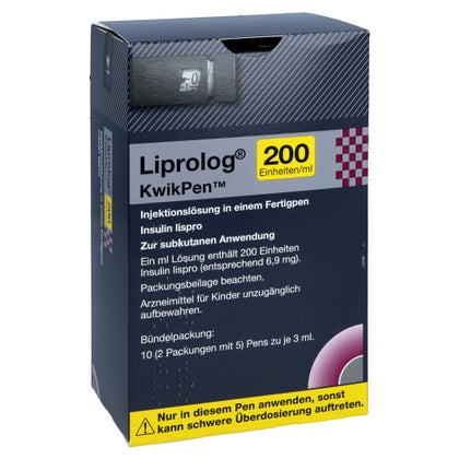 LIPROLOG 200 E/ml KwikPen Inj.-Lsg.i.e.Fertigpen 10X3 ml mit E-Rezept ...