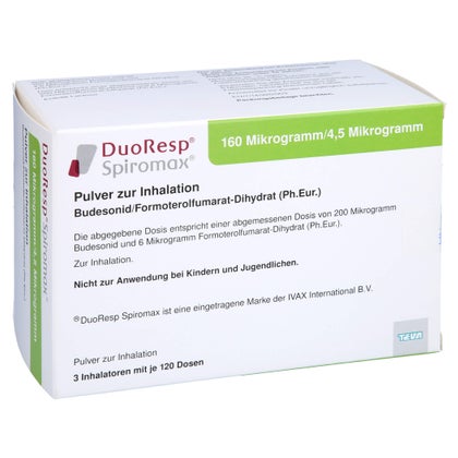 DUORESP Spiromax 160µg/4,5µg/Dosis 3x120ED Inh.-P. 360 Sp mit E-Rezept ...