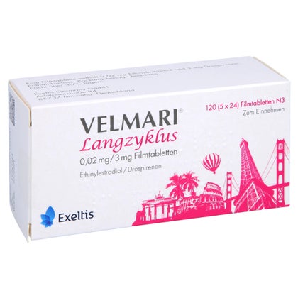 VELMARI Langzyklus 0,02 mg/3 mg Filmtabletten 5X24 St mit E-Rezept ...
