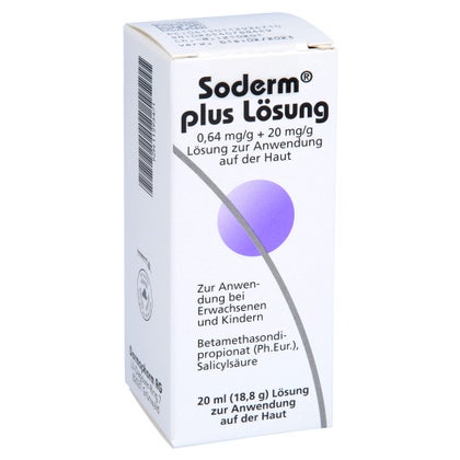 SODERM plus Lösung 0,64 mg/g + 20 mg/g Anw.a.Haut 20 ml mit E-Rezept ...