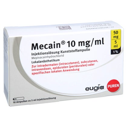 MECAIN 1% 10 mg/ml Inj.L.50mg/5ml Luer-Lock Amp. 10X5 ml mit E-Rezept ...
