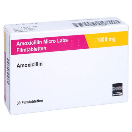 AMOXICILLIN Micro Labs 1000 mg Filmtabletten 30 St mit E-Rezept kaufen ...