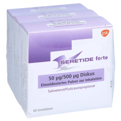 SERETIDE forte 50 µg/500 µg Diskus Einzeld.Inh.-P. 3X60 St mit E-Rezept ...