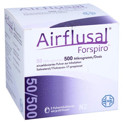 AIRFLUSAL Forspiro 50/500 µg/Dosis 60 Hub Inh.-P. 120 Sp mit E-Rezept ...