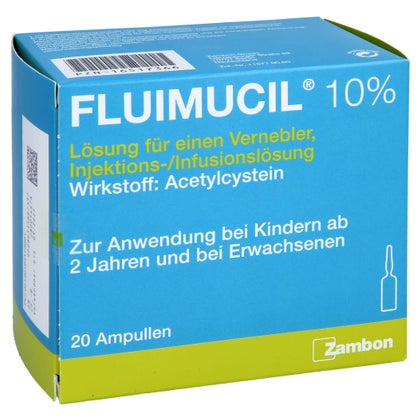 FLUIMUCIL 10% Lsg.f.Vernebler Inj.-/Inf.-Lsg.Amp. 20X3 ml mit E-Rezept ...