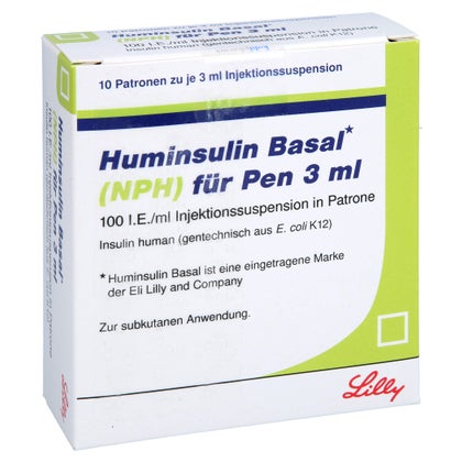 HUMINSULIN Basal NPH f.Pen 3ml 100 I.E./ml Inj.-S. 10X3 ml mit E-Rezept kaufen | DocMorris