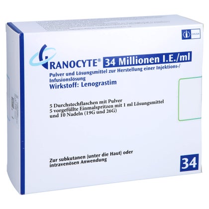GRANOCYTE 34 Mio.I.E./ml P.u.LM H.Inj./Inf.-L.Spr. 5 St mit E-Rezept ...