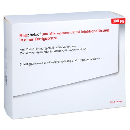 RHOPHYLAC 300 µg/2 ml Injektionslsg.in Fertigspr. 5X2 ml mit E-Rezept ...