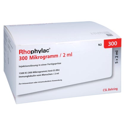 RHOPHYLAC 300 µg/2 ml Injektionslsg.in Fertigspr. 5X2 ml mit E-Rezept ...