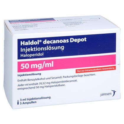 HALDOL decanoas Depot 50 mg/ml Inj.-Lsg.i.e.Amp. 5X3 ml mit E-Rezept ...