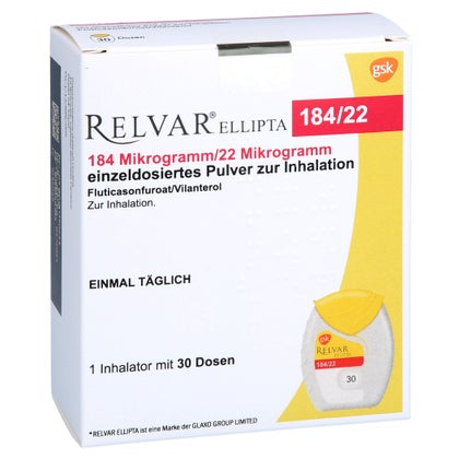 RELVAR Ellipta 184 Mikrogramm/22 Mikrogramm Inh.P. 1X30 St mit E-Rezept ...