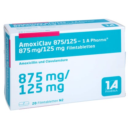 Amoxiclav 875/125-1a Pharma Filmtablette 20 St mit E-Rezept kaufen ...