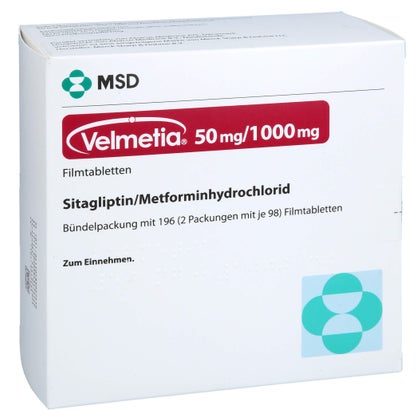 Velmetia 50 Mg/1000 mg Filmtabletten 196 St mit E-Rezept kaufen | DocMorris