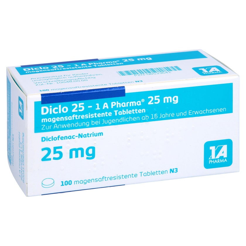 DICLO 25-1A Pharma magensaftresistente Tabletten 100 St mit E-Rezept ...
