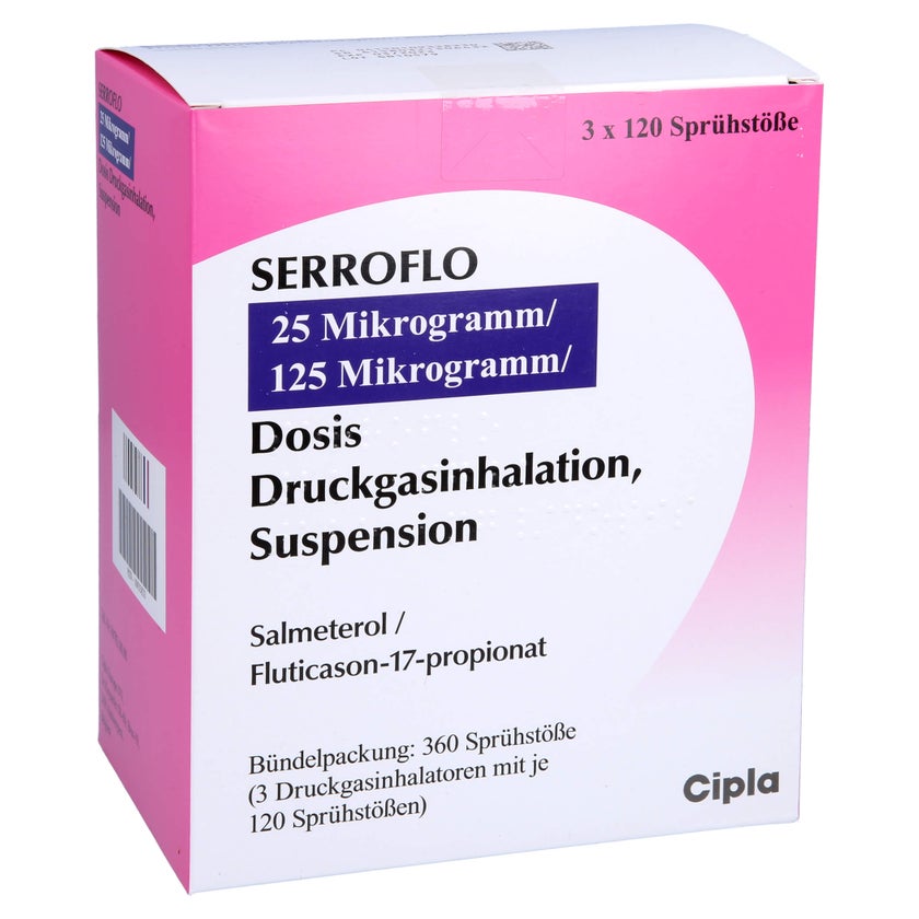 SERROFLO 25 µg/125 µg 3x120 Hub Dosieraerosol 3 St mit E-Rezept kaufen ...