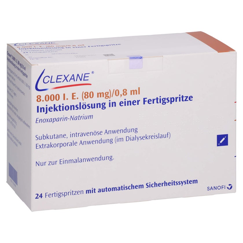 CLEXANE 8.000 I.E. 80mg/0,8ml ILO F.Sp.+Sich-Sys. 24 St mit E-Rezept ...