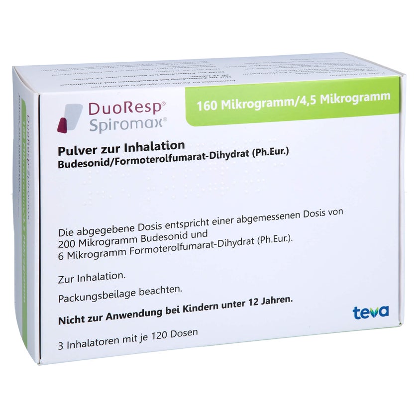 DUORESP Spiromax 160µg/4,5µg/Dosis 3x120ED Inh.-P. 3 St mit E-Rezept ...